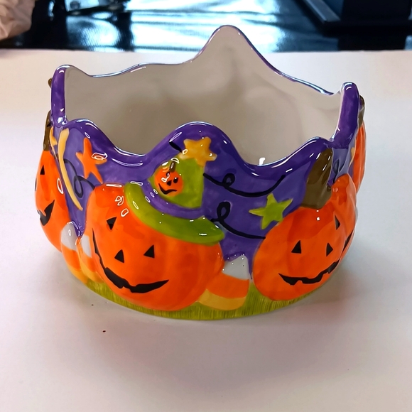 Holiday | Halloween Ceramic Candy Bowl Dish 3d Witchpumpkins Candy Corn ...